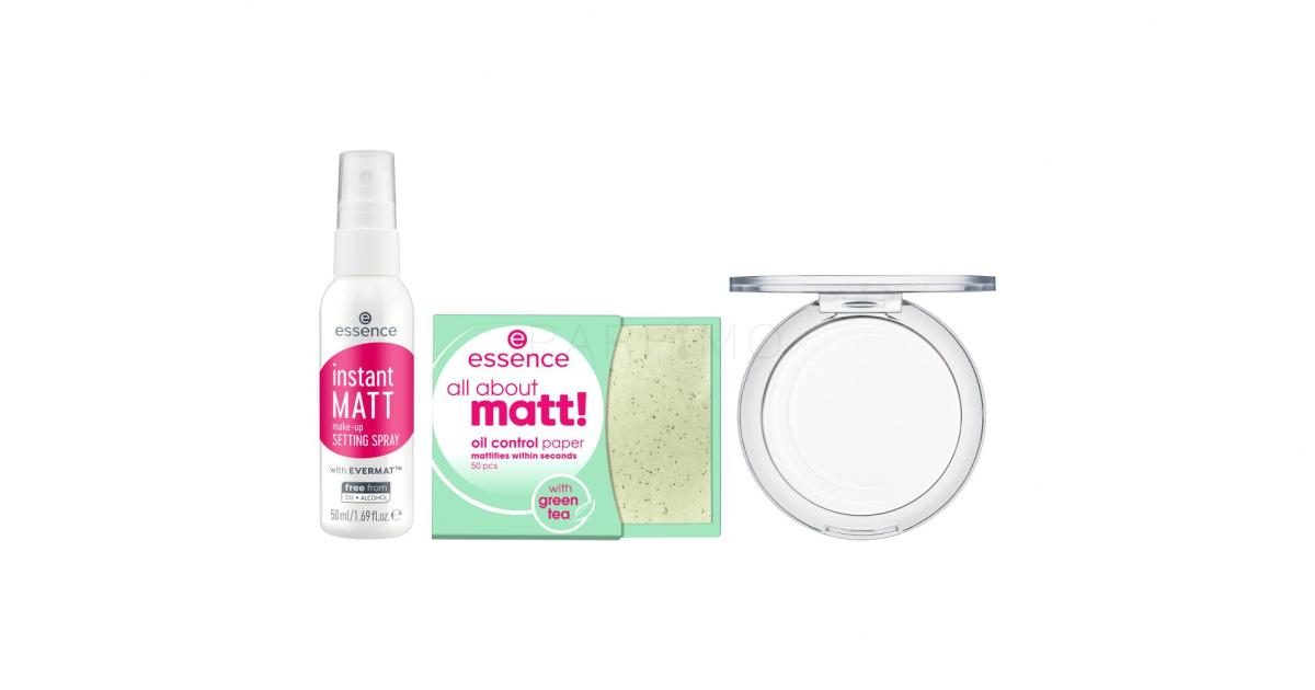 Essence All About Matt! Face Set Darilni set fiksirni kompaktni puder ...