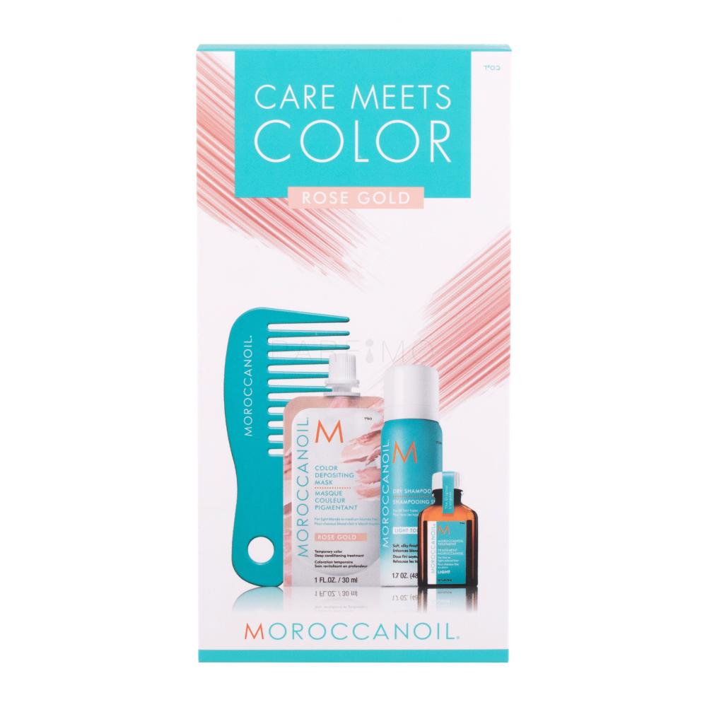 Moroccanoil Care Meets Color Darilni set barvna maska za lase Color Depositing Mask 30 ml + suhi ...